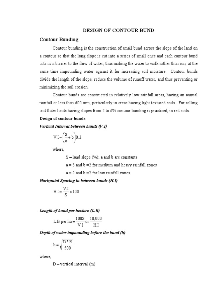 Design of Contour Bunds - Runoff Rates | Download Free PDF | Erosion ...
