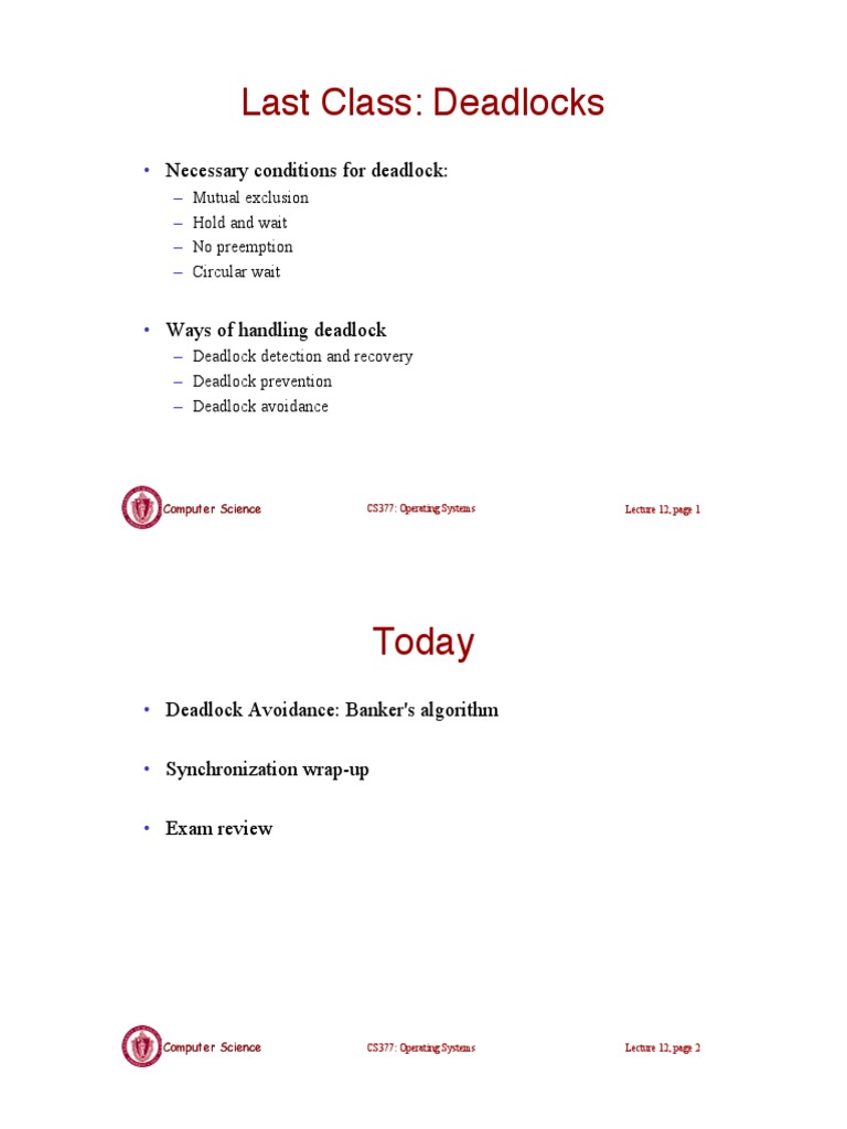 Deadlock Avoidance and Banker's Algorithm | PDF | Scheduling (Computing ...