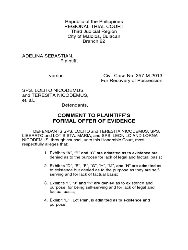 Comment To FoE Sample | PDF