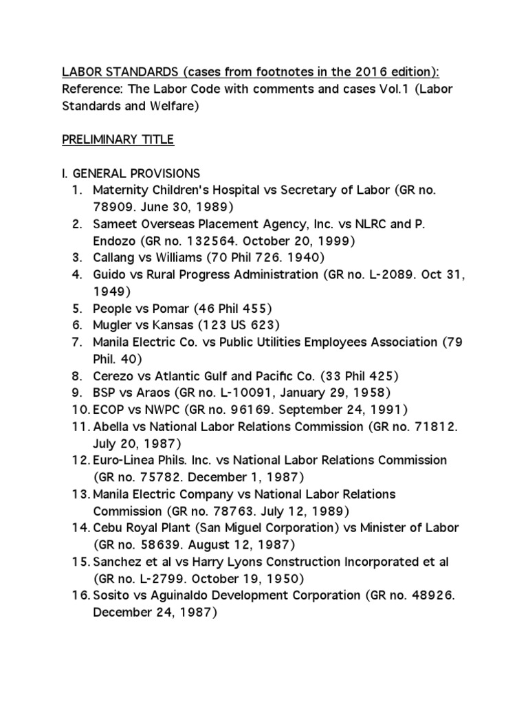 Labor Book 1 Cases | PDF | Employment | Business