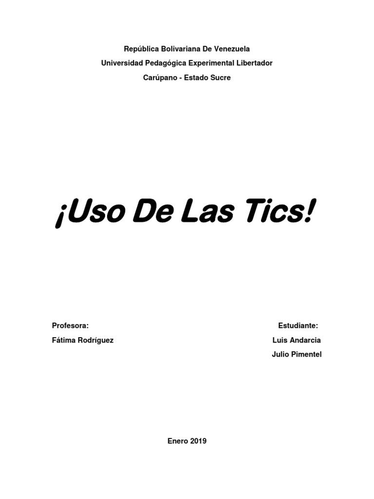 Uso De Las Tics En La Educacion Pdf Tecnología De Información Y