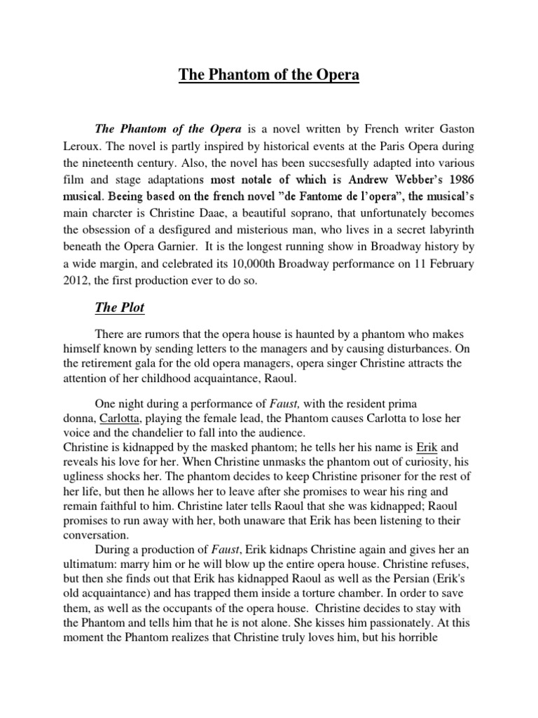 The Phantom of The Opera Speech | PDF | The Phantom Of The Opera | Erik ...