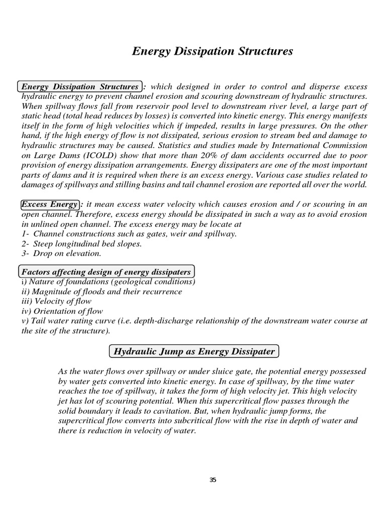 Energy Dissipation Structures Overview | PDF | Spillway | Hydrology