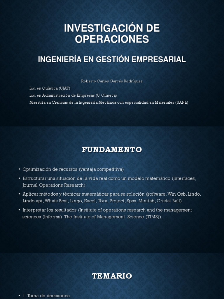 Investigación de Operaciones Itvh | PDF | Programación lineal | Toma de ...