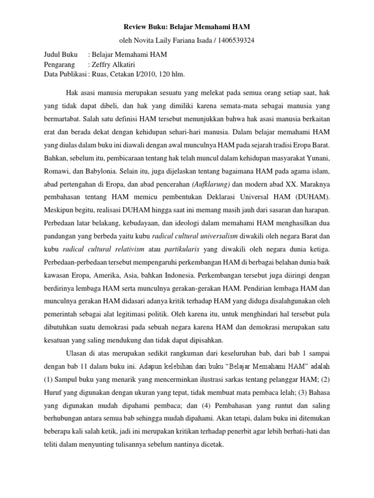 Review Buku Belajar Memahami HAM - Novita Laily | PDF