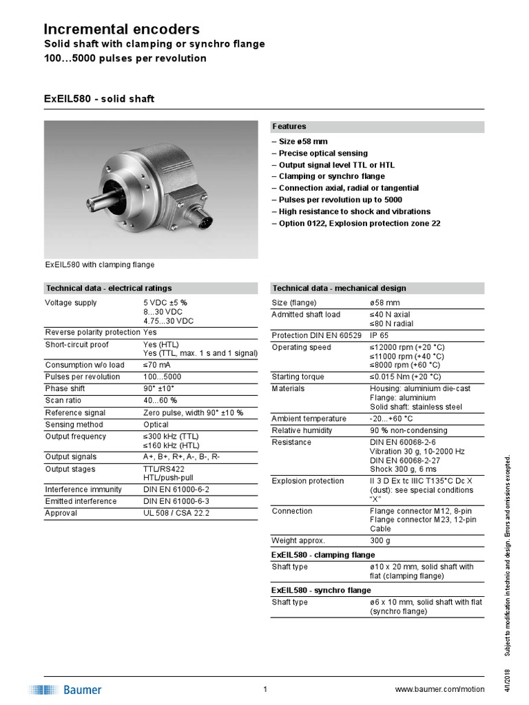 Baumer ExEIL580 Vollwelle DS en | PDF | Electrical Components | Electronics