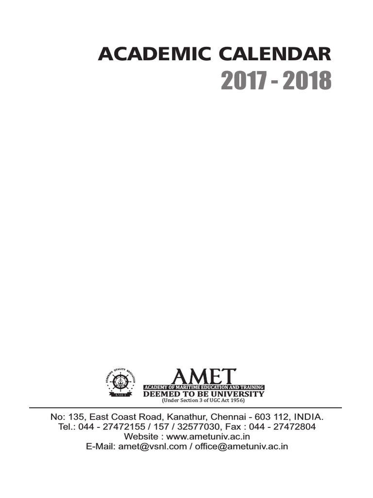 Academic Calendar 2017-18 | PDF | Doctor Of Philosophy | Engineering