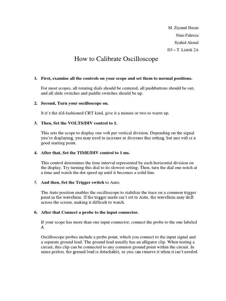 How To Calibrate Oscilloscope | PDF | Telecommunications Engineering ...