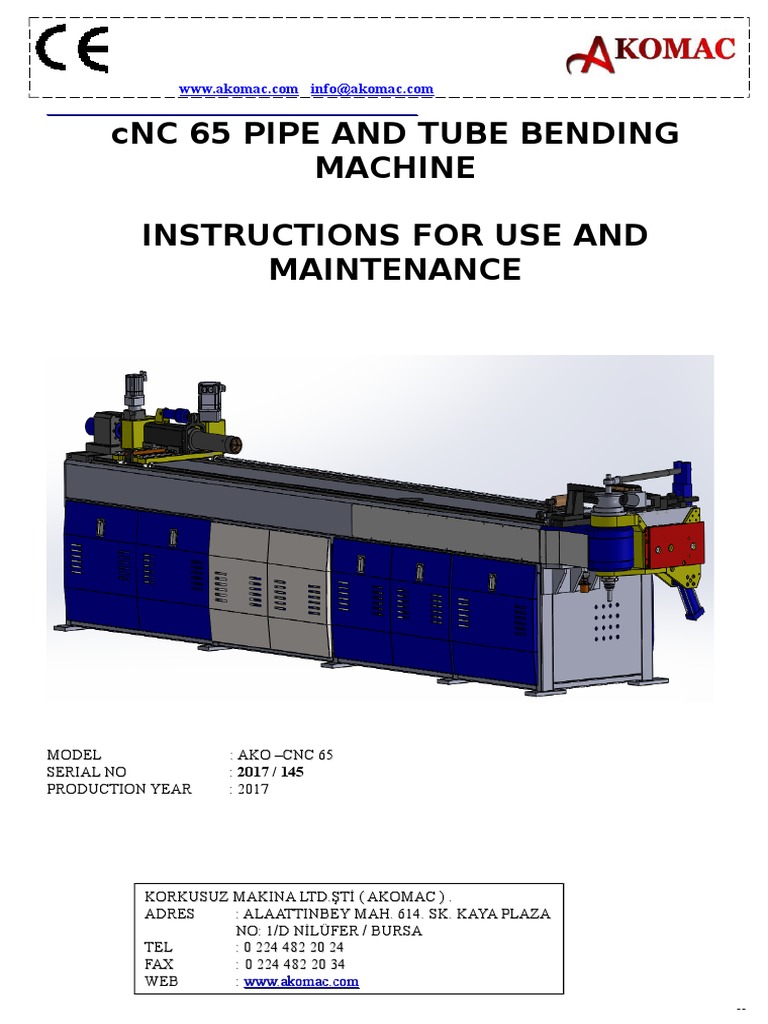 Ako - Cnc65 Tube Bending Machine | PDF | Pipe (Fluid Conveyance ...