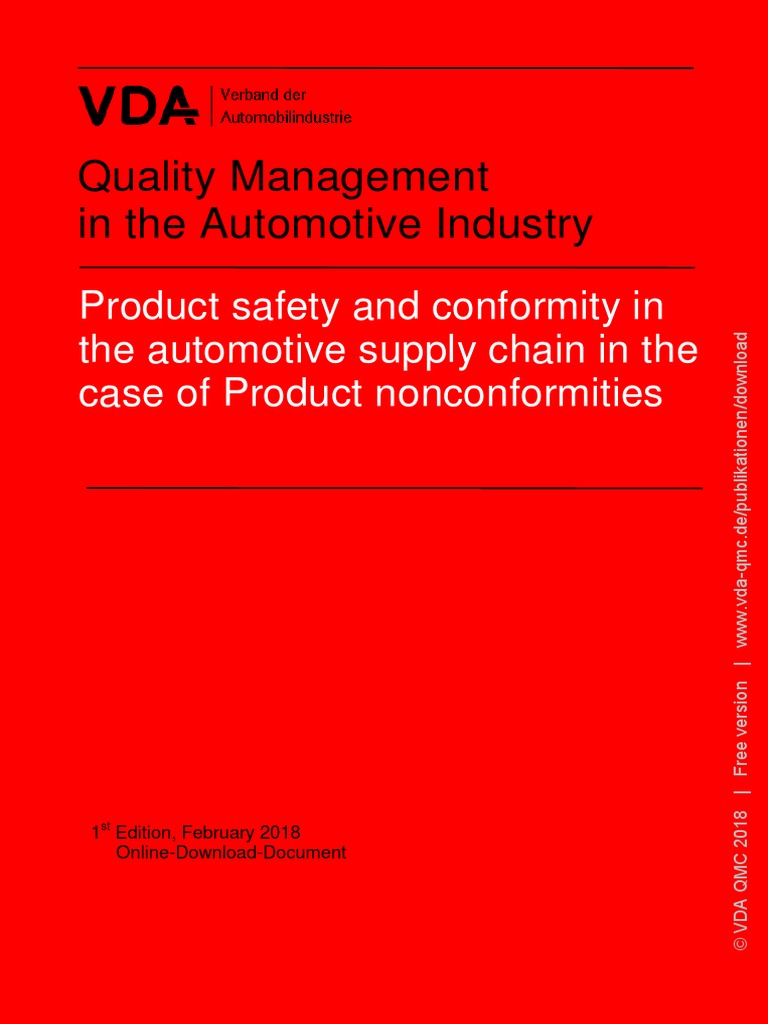 VDA Volume Product Safety and Conformity - February 2018 PDF | PDF ...