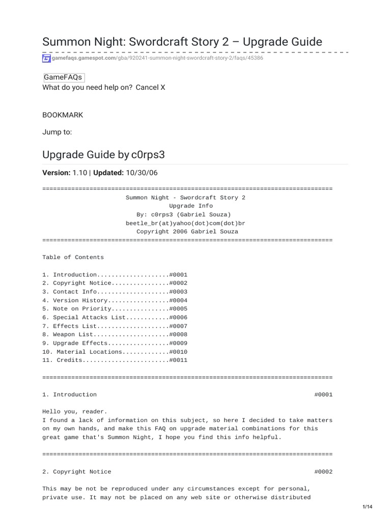 Summon Night: Swordcraft Story 2 - Upgrade Guide | PDF | Spear | Turbine