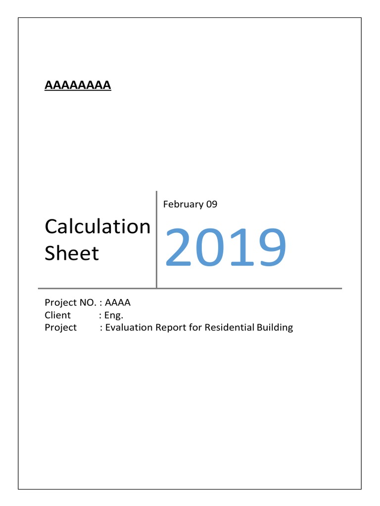 Calculation Sheet: Aaaaaaaa | PDF | Architectural Design | Architecture