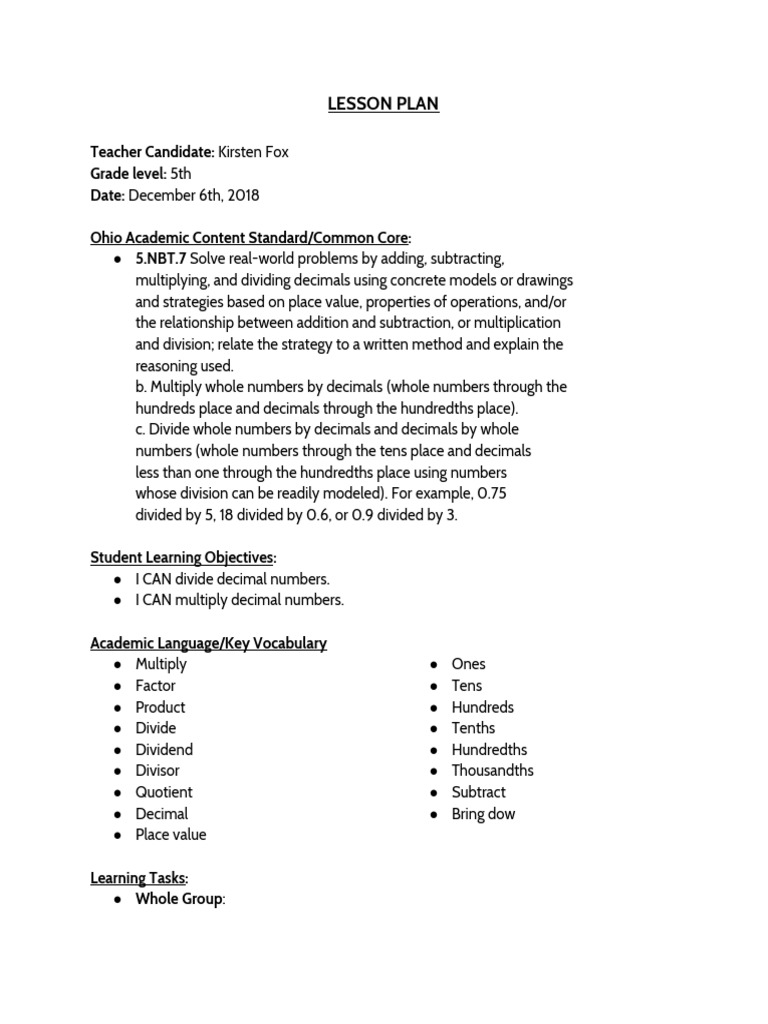 Multiplying and Dividing Decimals | PDF | Division (Mathematics ...