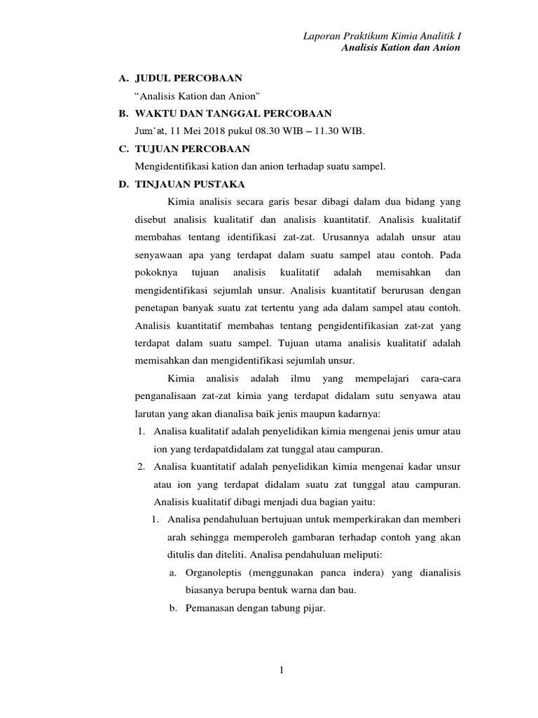 Analisis Kation Dan Anion PbNO3 Dan SrNO3 Part 1 | PDF