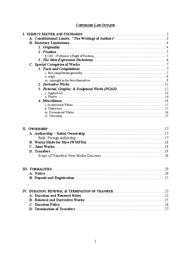 Copyright Outline | PDF | Derivative Work | Secondary Liability