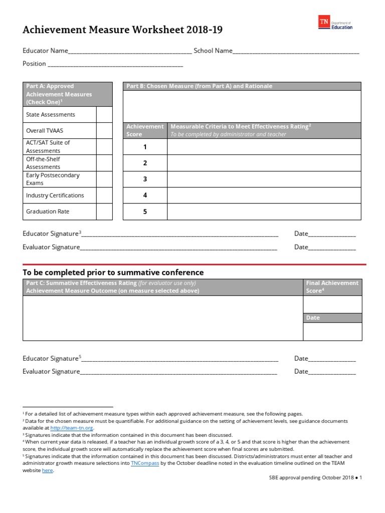 2018 19 Achievement Measure Worksheet 8.20.18 Fillable1 | PDF | Cisco ...