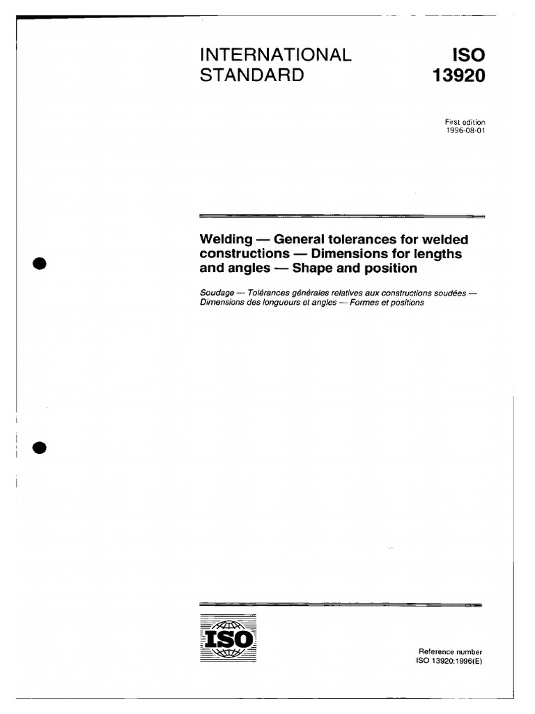 Iso 13920 - 1996 PDF | PDF