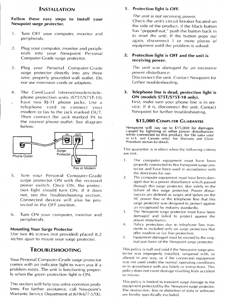 Newpoint Surge Protector | PDF