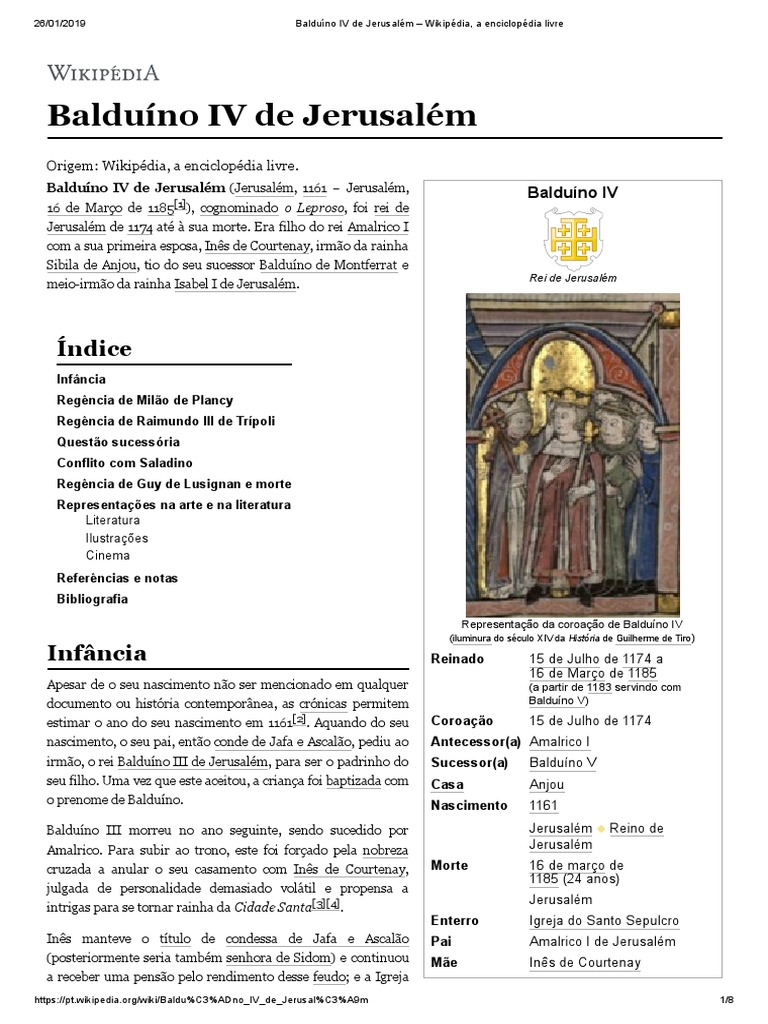 Balduíno IV de Jerusalém - Wikipédia, A Enciclopédia Livre PDF | PDF ...