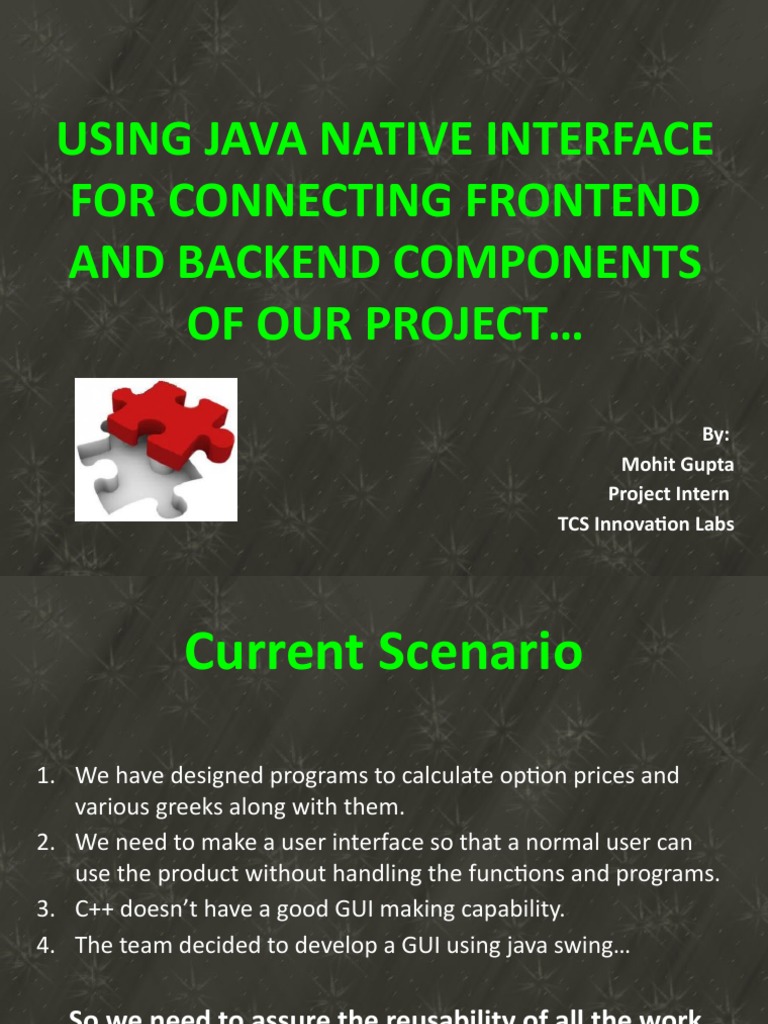 Using Java Native Interface For Connecting Frontend and Backend ... Using Java Native Interface For Connecting Frontend and Backend ...