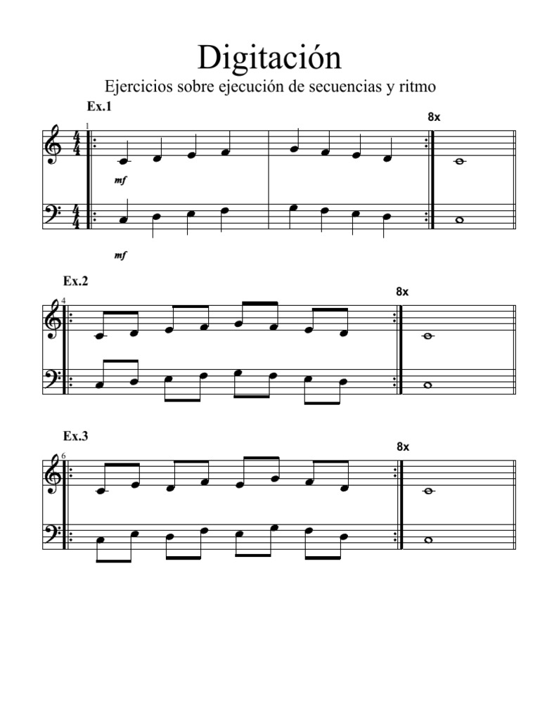 8 Ejercicios de Digitacion para Piano | PDF