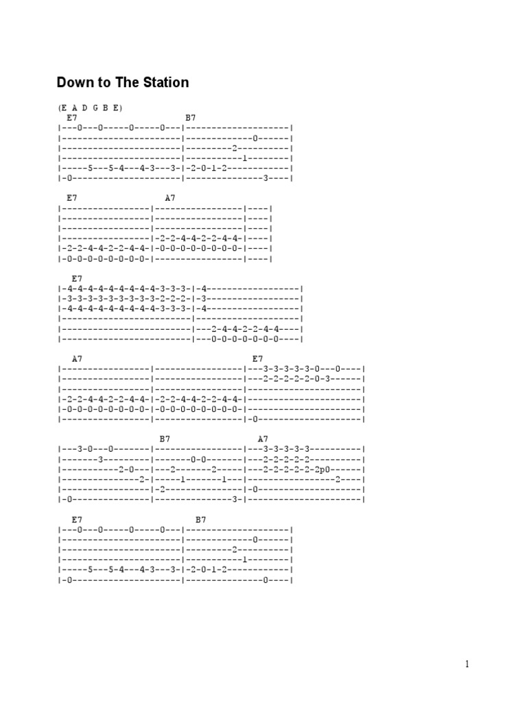 Guitar Tabs for "Down to The Station" | PDF | Chordophones | European ...