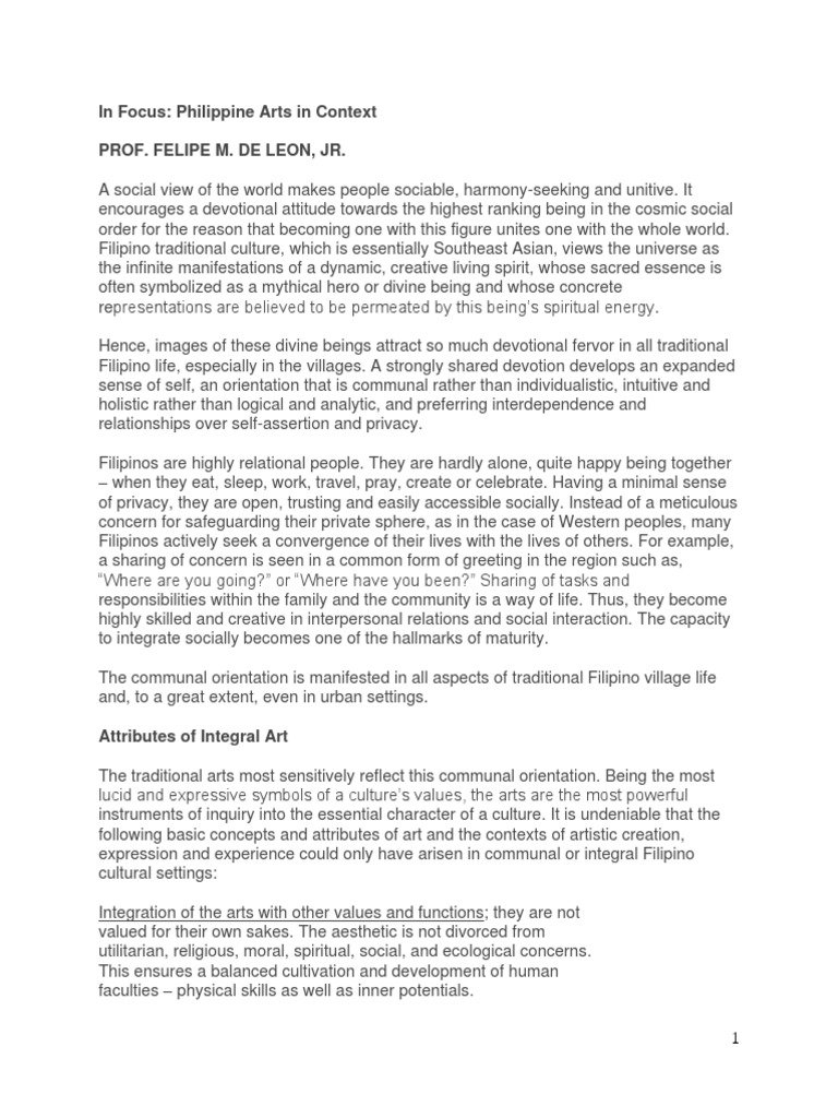 Impact of Arts on Filipino Lives | PDF | The Arts | Aesthetics