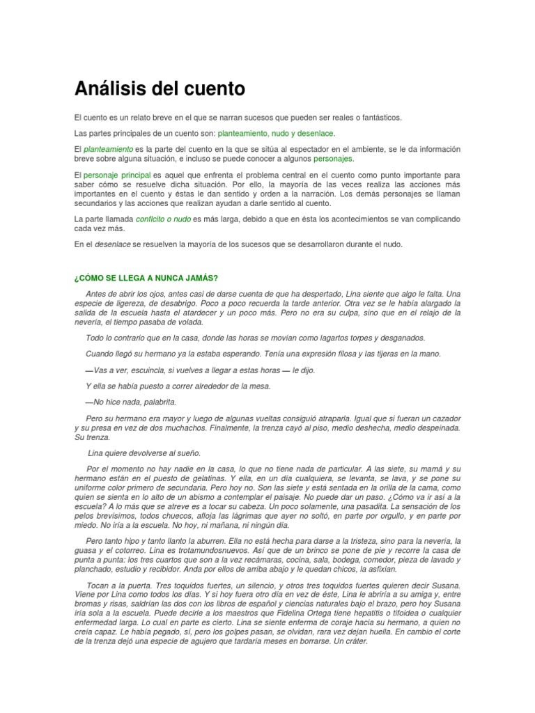 Análisis Del Cuento | PDF | Cuentos | Narrativa