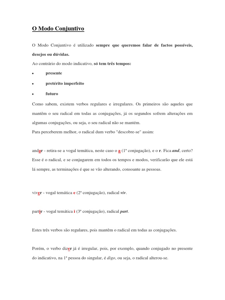 O Modo Conjuntivo | PDF | Sintaxe | Semiótica