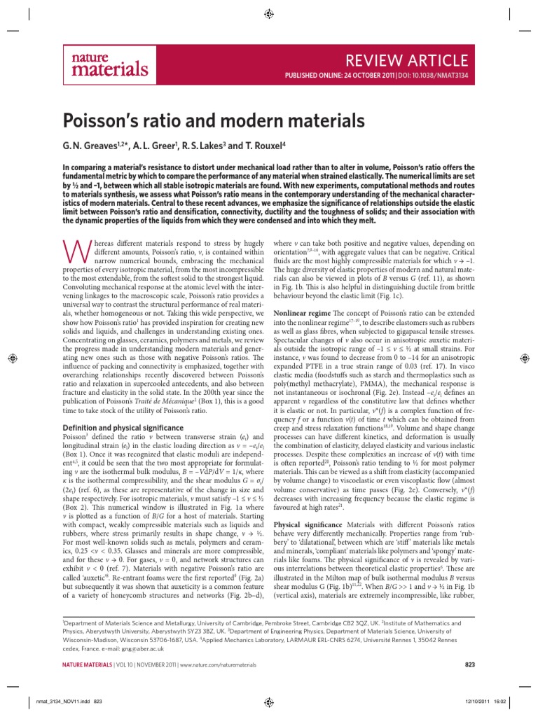 Poissons Ratio and Modern Materials PDF | PDF | Elasticity (Physics ...