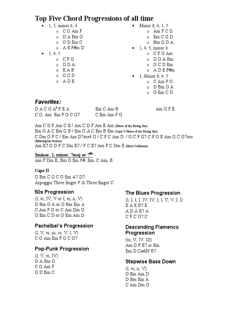 Top Five Chord Progressions of All Time | PDF