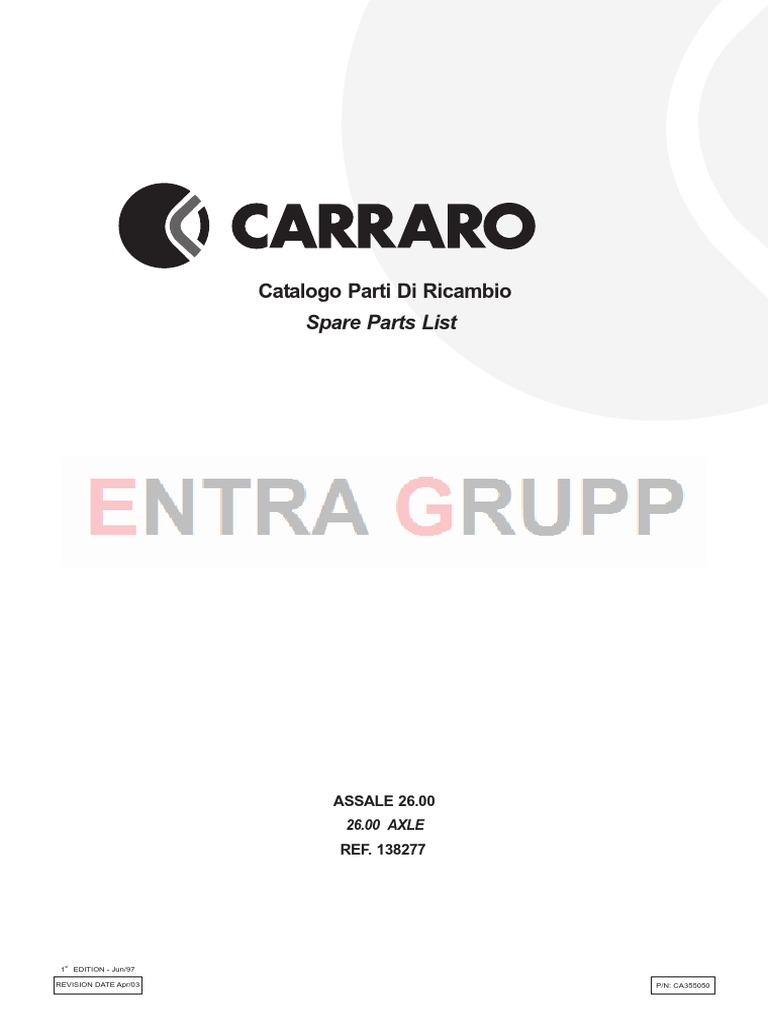 Manual Carraro 138277 | PDF | Kinematics | Wheeled Vehicles