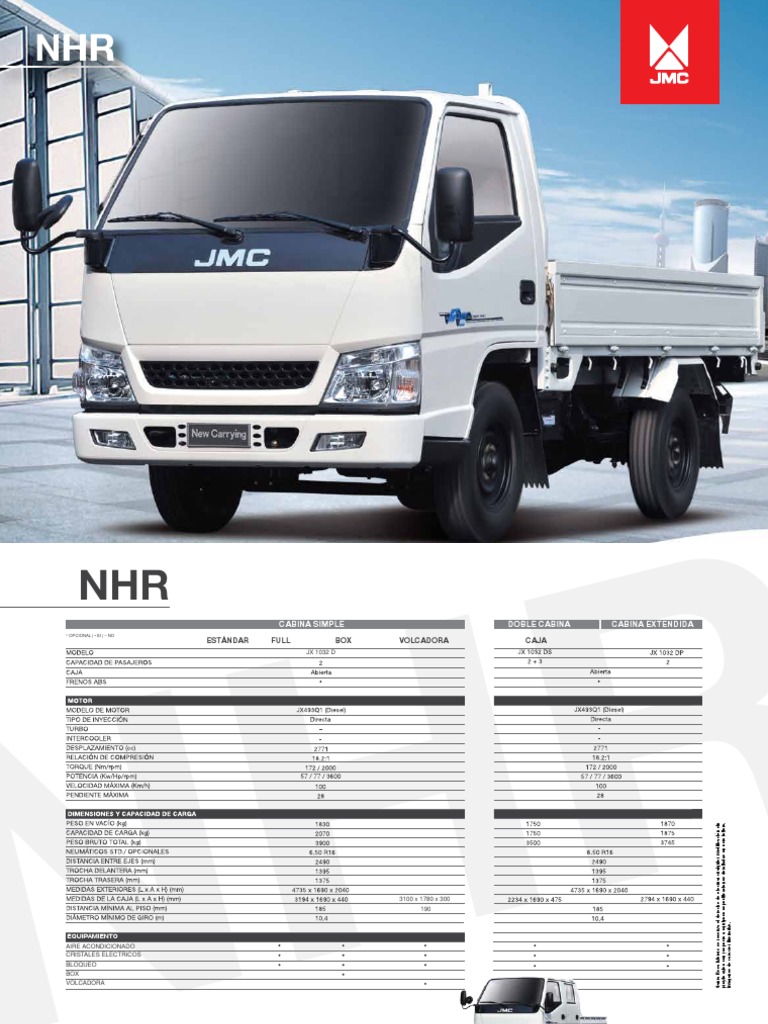 Ficha Técnica JMC NHR y JX 1032 D | PDF