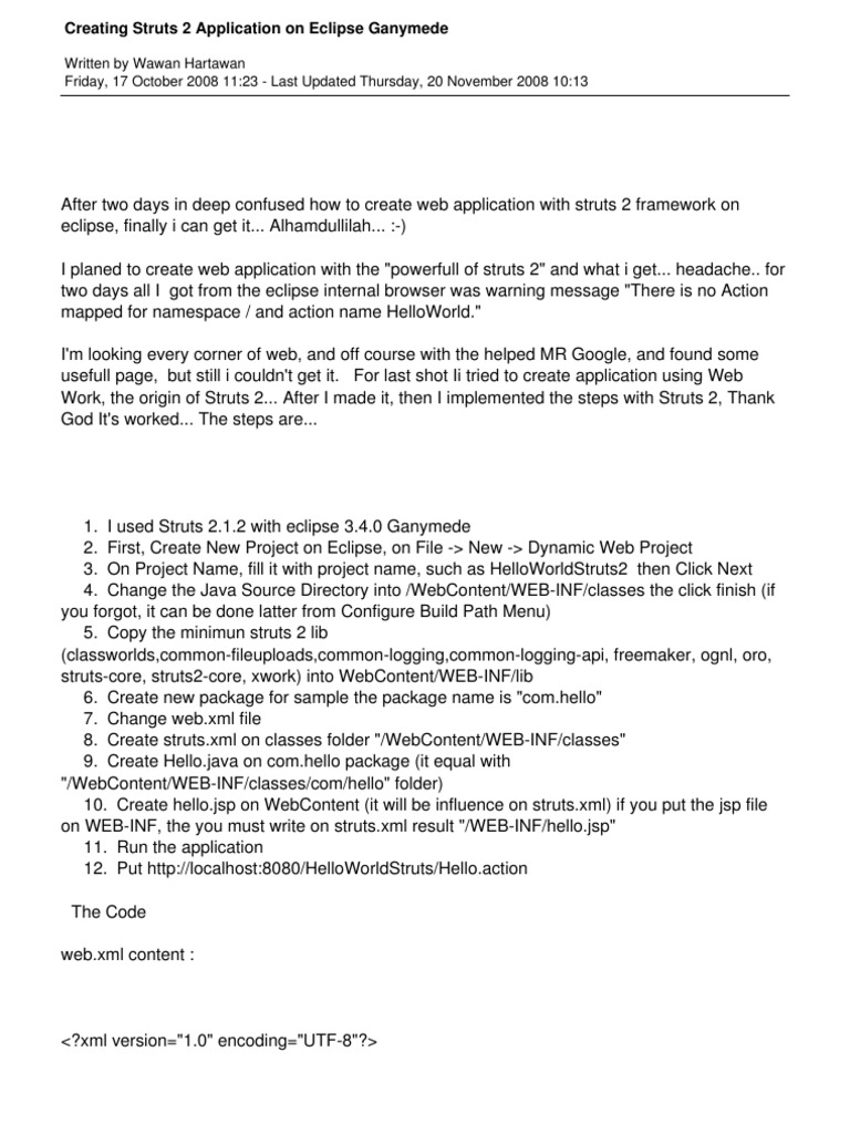Creating Struts 2 Apps in Eclipse | PDF | Java Server Pages | Eclipse (Software)