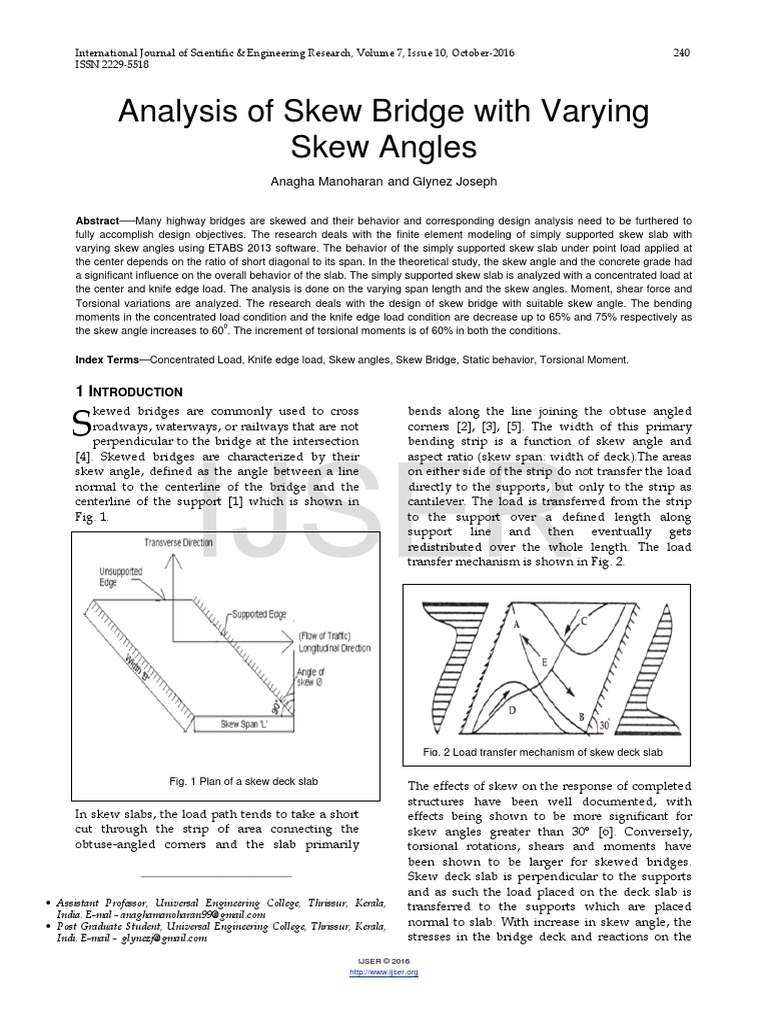 Analysis of Skew Bridge With Varying Skew Angles | PDF | Bending | Beam (Structure)
