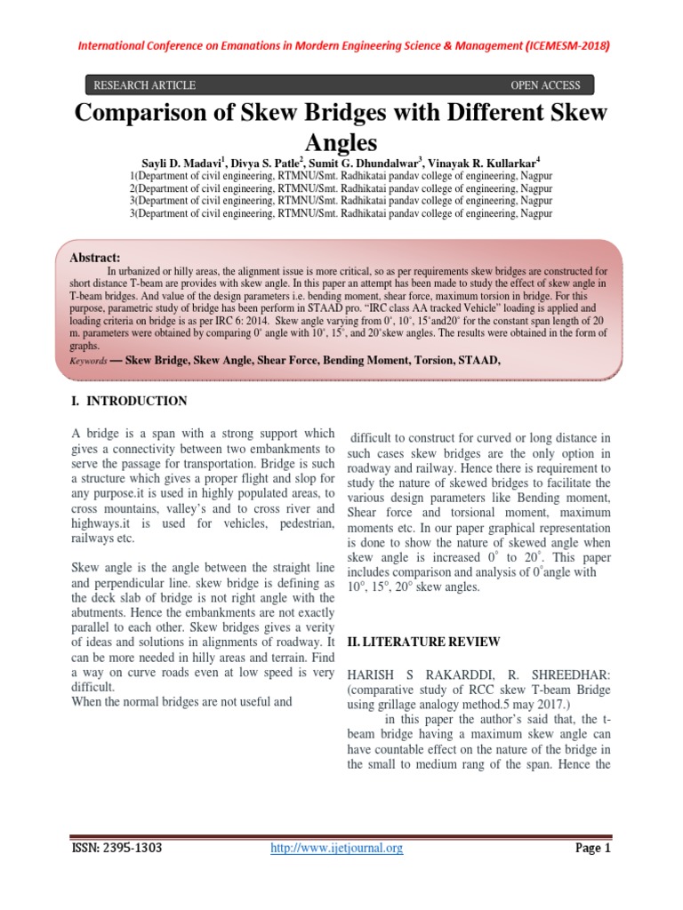 Comparison of Skew Bridges With Different Skew Angles | PDF | Bending ...