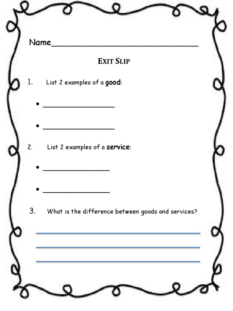 Goods vs. Services Exit Slip | PDF