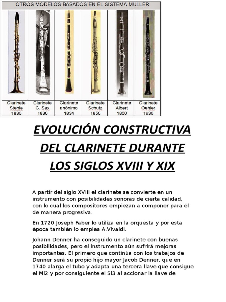 Evolución Constructiva Del Clarinete Durante Los Siglos Xviii y Xix ...