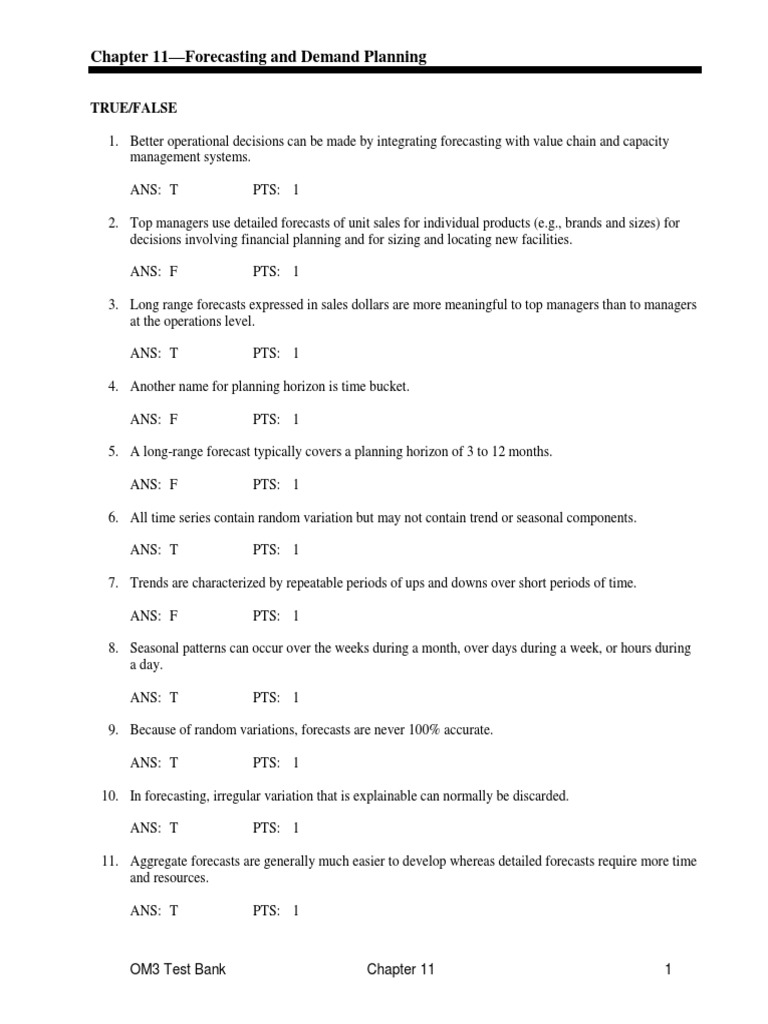 OM3 CH 11 Forecasting and Demand Planning | PDF | Forecasting | Linear Trend Estimation