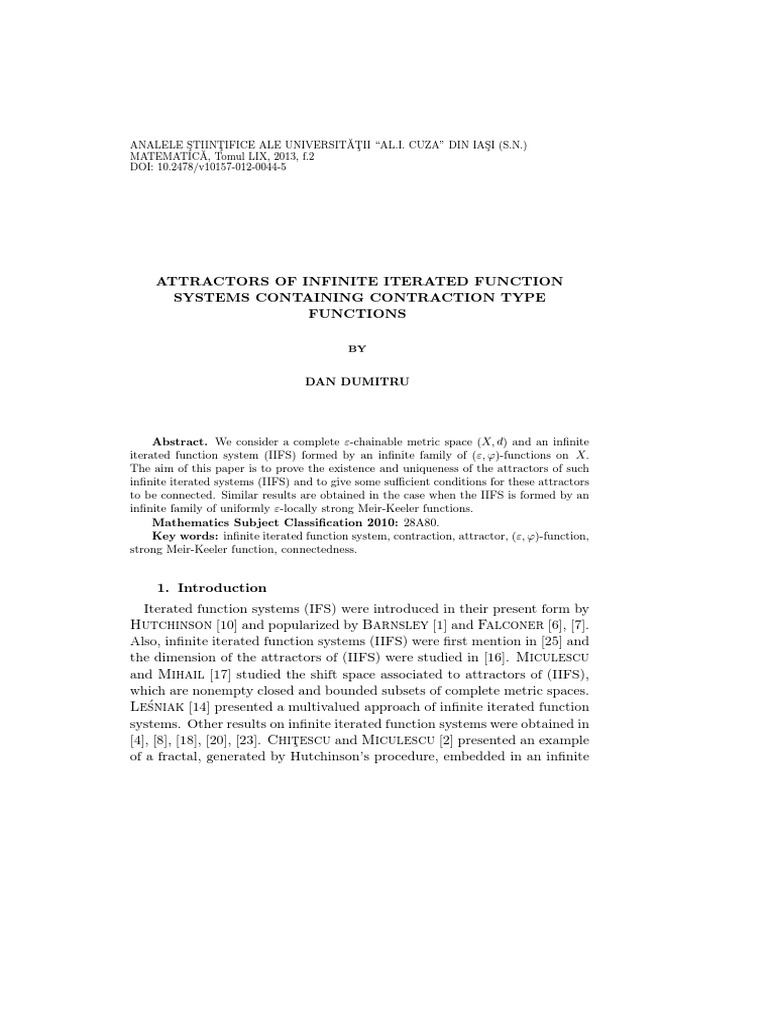 Attractors of Infinite Iterated Function Systems Containing Contraction ...