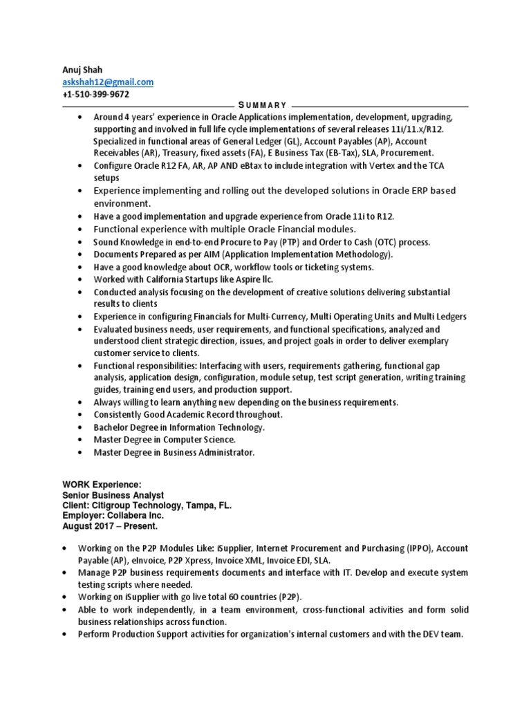 Dice Resume CV Anuj Shah | PDF | Peer To Peer | Invoice