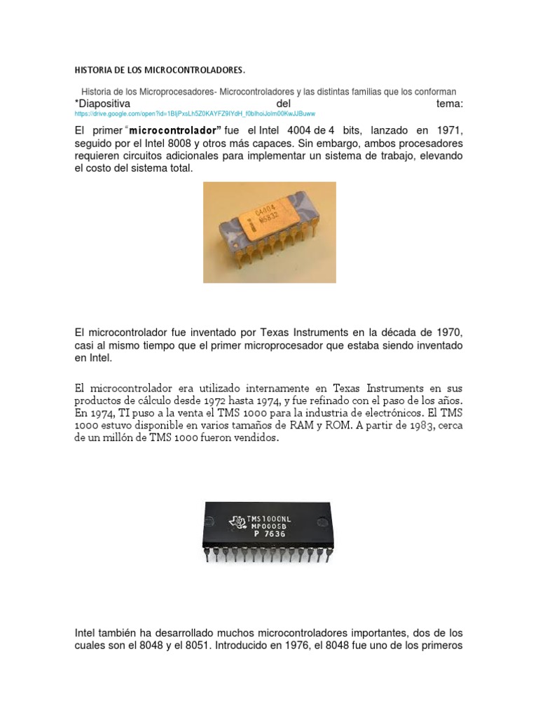 Historia de los Microcontroladores | PDF | Microcontrolador ...