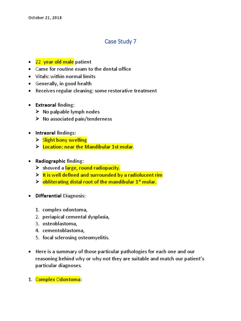 Oral Path Case Study Paper | PDF | Dental Anatomy | Medical Specialties