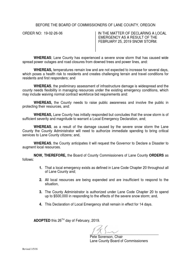 Emergency Declaration | PDF | Winter Storm | Emergency
