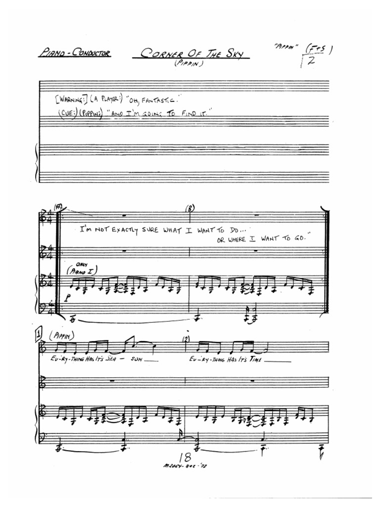 Pippin PC Score - Corner of The Sky PDF | PDF