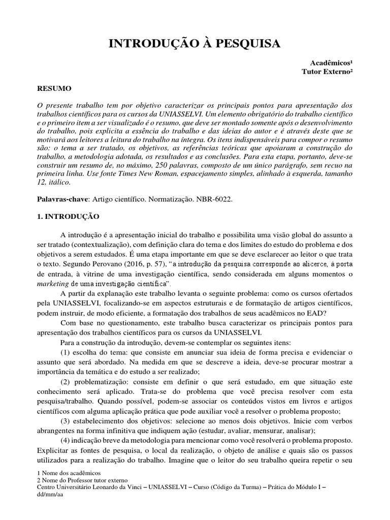 Modelo de Paper Oficina | PDF | Citação | Comentários