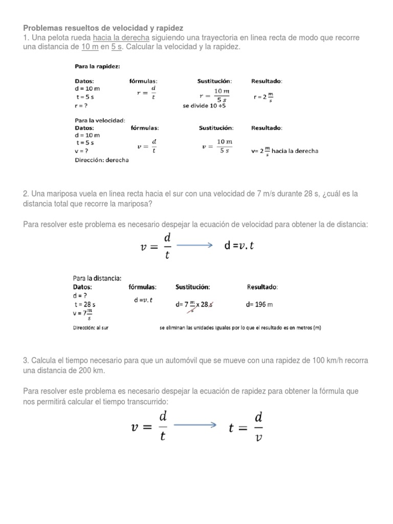 Problemas Resueltos de Velocidad y Rapidez Bachillerato | Velocidad ...