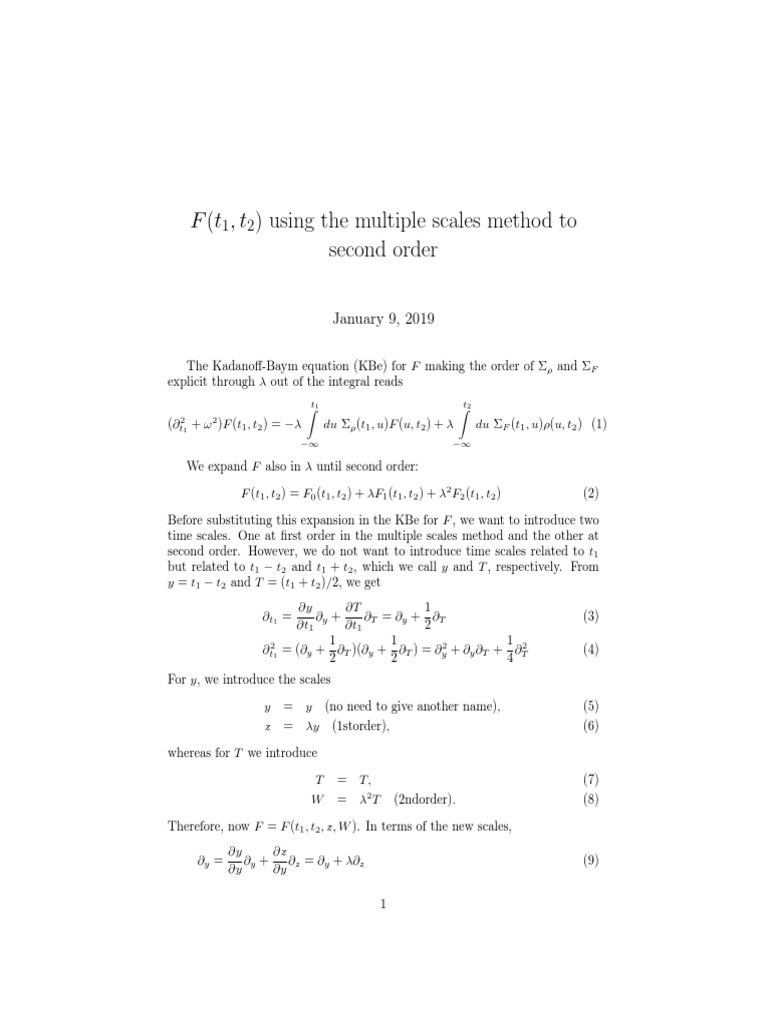 F (T, T) Using The Multiple Scales Method To Second Order | PDF ...