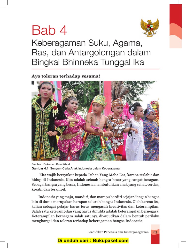 Bab 4 Keberagaman Suku, Agama, Ras, Dan Antargolongan Dalam Bingkai Bhinneka Tunggal Ika PDF | PDF