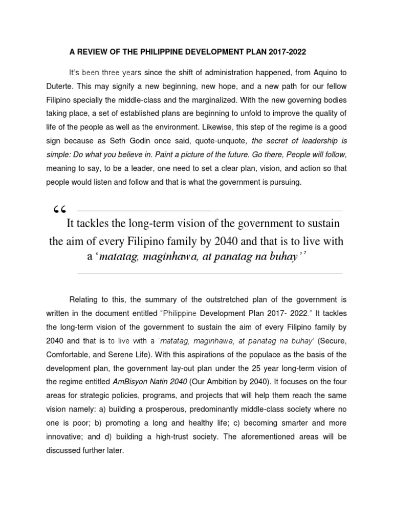 Philippines Development Plan 2017-2022 Review | PDF | Invention | Economic Development